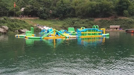 Attractive Inflatable Water Park / inflatable Sport Games With Water Long Ramp For Outdoor