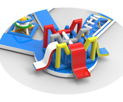 PVC Tarpaulin Colorful Pentagon Inflatable Water Park For Adult Playing Sports