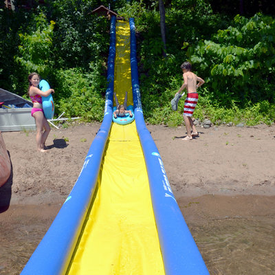 0.55MM PVC Tarpaulin Inflatable Turbo Chute / Long Inflatable Water Slides For Kids