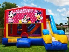 Red / Pink Minnie Mouse Inflatable Bouncy Castle 0.45 + 0.55MM PVC Tarpaulin