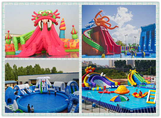 0.9mm pvc tarpaulin Inflatable Water Toys Amusement Park , The Biggest Inflatable Water Park