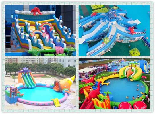 0.9mm pvc tarpaulin Inflatable Water Toys Amusement Park , The Biggest Inflatable Water Park