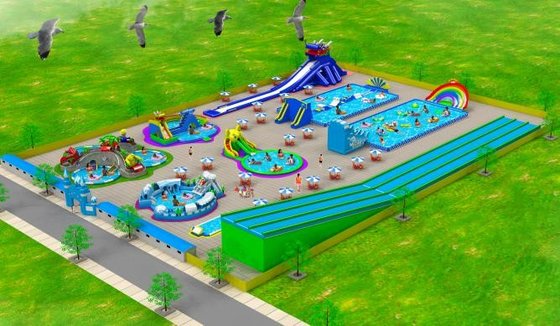 Customized Giant Inflatable Floating Water Park For Lake / Pool