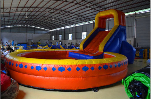 Colorful 0.55mmpvc Tarpaulin 8*6*5m Inflatable Slide With Swimming Pool For Outdoor Sports
