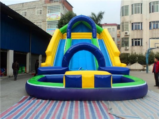 Inflatable Minor Wet Slide With Minor Inflatable Family Pool 0.9mm PVC Tarpaulin