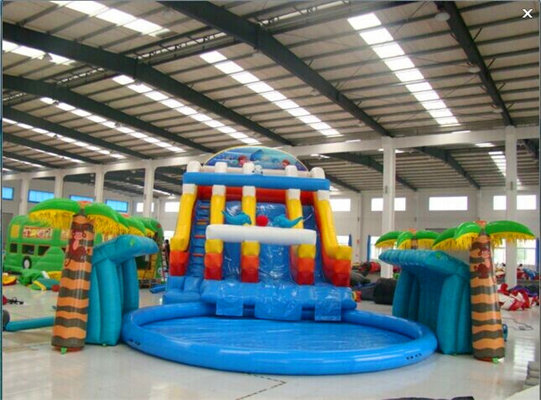 Inflatable Minor Wet Slide With Minor Inflatable Family Pool 0.9mm PVC Tarpaulin
