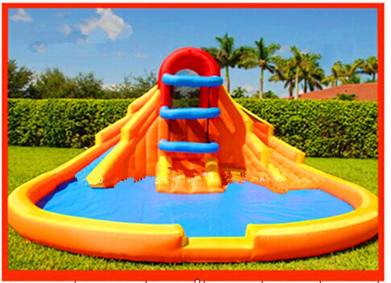 Inflatable Minor Wet Slide With Minor Inflatable Family Pool 0.9mm PVC Tarpaulin