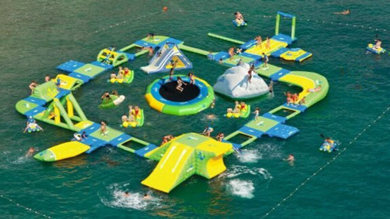 Giant Outdoor Inflatable Combos PVC Inflatable Water Park With Digital Printing