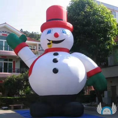 8m Height Inflatable Cartoon Characters Snow Man PVC Material For Advertising