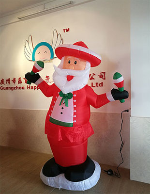 190D Oxford Red And White Inflatable Santa Claus For Christmas Day