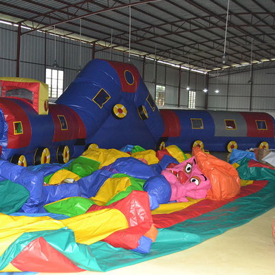 8 Meters PVC Inflatable Sport Games Inflatable Tunnel Train For Kids WIith Blower