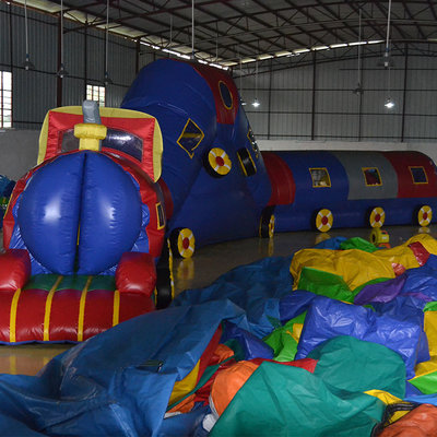 8 Meters PVC Inflatable Sport Games Inflatable Tunnel Train For Kids WIith Blower