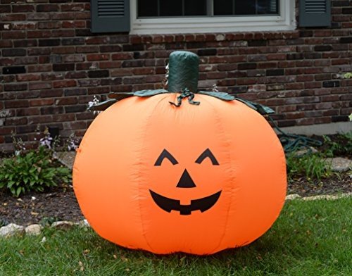 2 Feet Inflatable Toy Funny Orange Inflatable Pumpkin With Grimace For Halloween , Decoration , Activity
