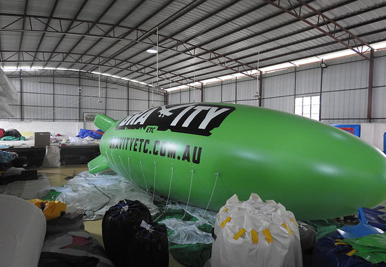 Durable Inflatable Advertising Balloons , Green Flying Inflatable Boat