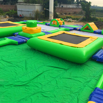 Tarpaulin Inflatable Water Park / Inflatable Sport Games In Summer Vacation