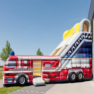 Large Inflatable Toy , Inflatable Bouncer Slide With Firetruck Theme