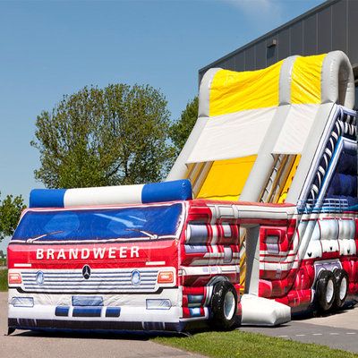 Large Inflatable Toy , Inflatable Bouncer Slide With Firetruck Theme