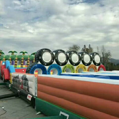 80 M Long PVC Tarpaulin Inflatable Jungle Fun Games For 100 Person