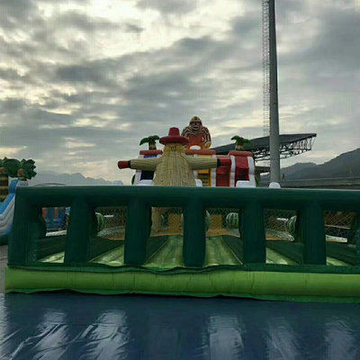 80 M Long PVC Tarpaulin Inflatable Jungle Fun Games For 100 Person