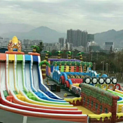 80 M Long PVC Tarpaulin Inflatable Jungle Fun Games For 100 Person