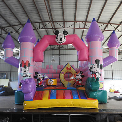Tarpauline Inflatable Toy For Kids / Inflatable Camelot Bounce House Mickey Theme