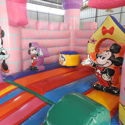 Tarpauline Inflatable Toy For Kids / Inflatable Camelot Bounce House Mickey Theme