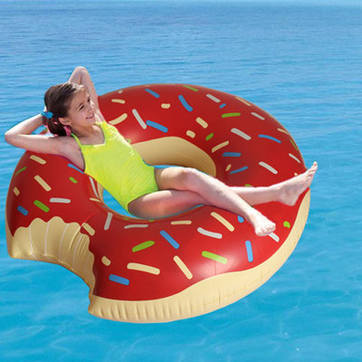 Custom Lovely Doughnut Shape Inflatable Swim Ring For Children / adult , PVC Pool Float