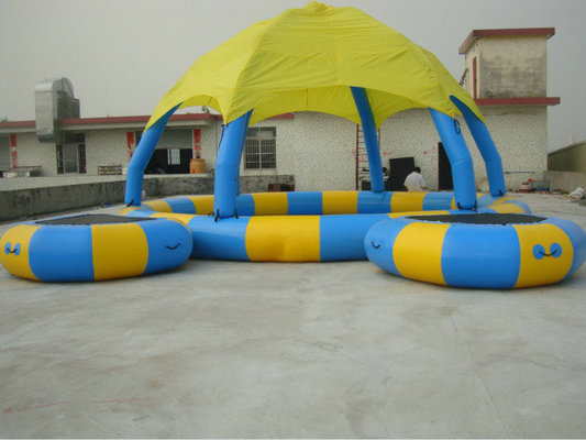Colorful 0.9mm PVC Tarpaulin Inflatable Family Pool with Tent For Amusement