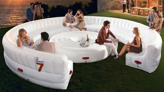 White large Circular PVC Modern Inflatable Furniture , Inflatable Sofa Bed