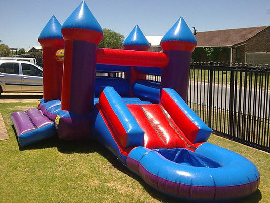 Amusement Park Inflatable Sports Games , Bounce House With Mini Jumper Slide