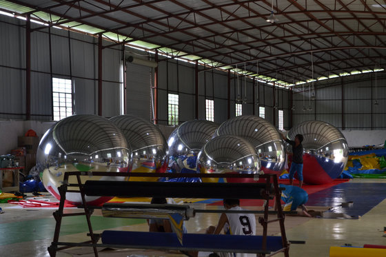 Sliver Mirror Ball Inflatable Marketing Products Lightweight With T-show