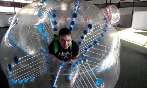 Tpu Clear Blue Inflatable Water Sports Soccer Ball ,  Durable button