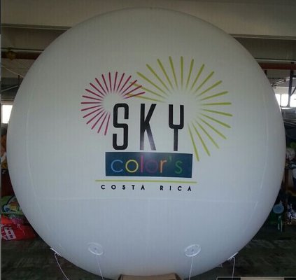 White 8m Inflatable Marketing Products , PVC Inflatable Ball Off Site Layout