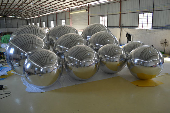 Stage Customized Advertising Inflatable Mirror Ball , Mirror Cloth with Fireproof