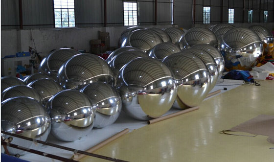 Stage Customized Advertising Inflatable Mirror Ball , Mirror Cloth with Fireproof