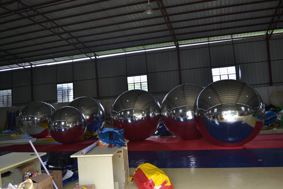 Stage Customized Advertising Inflatable Mirror Ball , Mirror Cloth with Fireproof