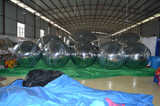 Fireproof Silver Giant Inflatable Balloons , Inflatable Mirror Ball For Promotion