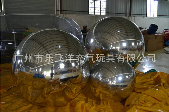 Fireproof Silver Giant Inflatable Balloons , Inflatable Mirror Ball For Promotion