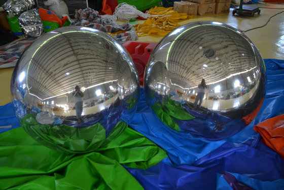 Fireproof Silver Giant Inflatable Balloons , Inflatable Mirror Ball For Promotion