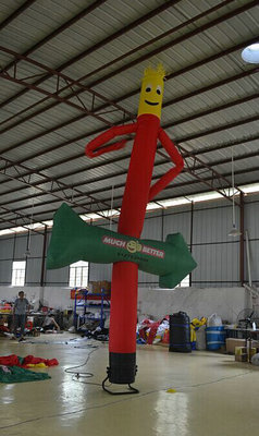 420D Oxford Cloth Red Inflatable Air Dancer Advertising With Arrow 6 Meters High