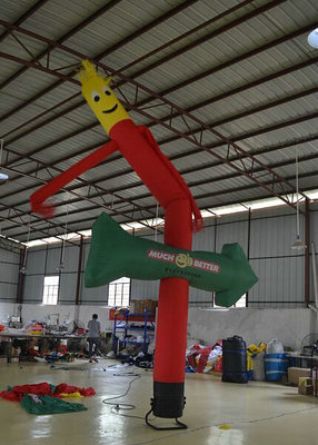 420D Oxford Cloth Red Inflatable Air Dancer Advertising With Arrow 6 Meters High