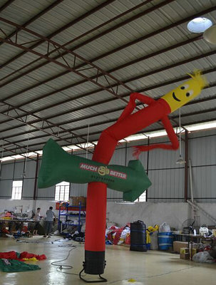 420D Oxford Cloth Red Inflatable Air Dancer Advertising With Arrow 6 Meters High