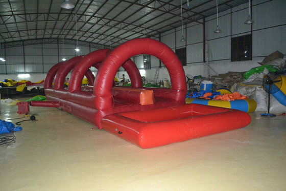 Red Inflatable Sports Water Slide Road Customized Terrestrial Water Toy