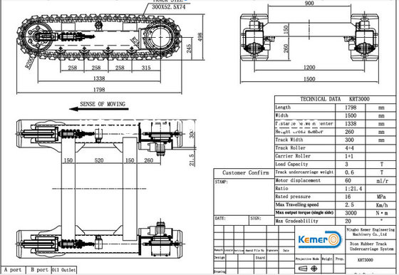 3 ton Rubber Track Undercarriage on construction machinery/2016 new hydrualic  crawler undercarriage