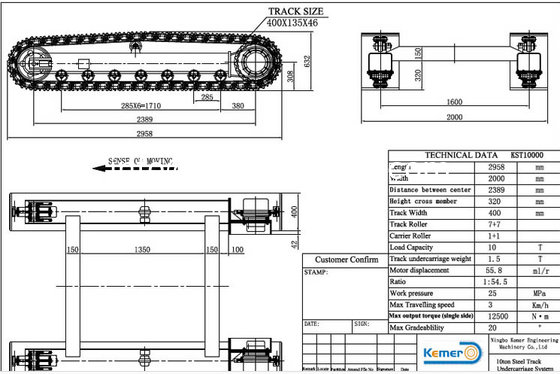 crawler traveling device for engineering machine/Tank track with hydraulic motor and reducer/shassi