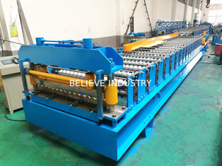 China Galvanized Corrugated Roofing Roll Forming Machine / Feeding Width 1219mm supplier