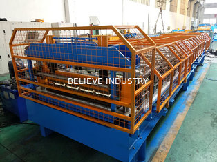 China To USA Trapezoidal Roofing Sheet Roll Forming Machine With Manual Pre-cutting Device supplier