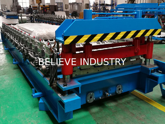 PLC Control Trapezoidal Roofing Sheet Roll Forming Machine With Auto Stacker supplier