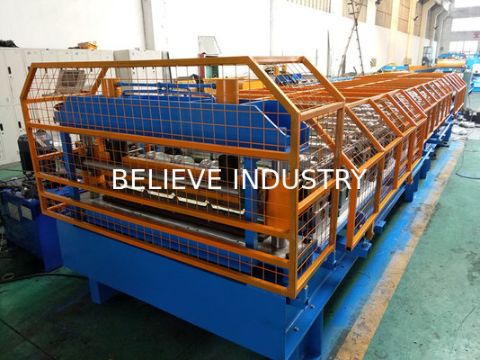 To USA Trapezoidal Roofing Sheet Roll Forming Machine With Manual Pre-cutting Device supplier