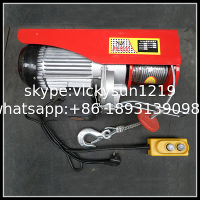 100KG-1000KG PA light weight mini electric hoist wire rope hoist 220V 110V single phase